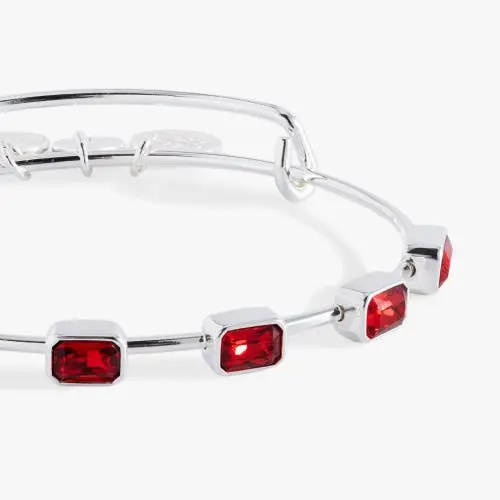 ALEX AND ANI January Birthstone Emerald Cut Bangle - Silver 
